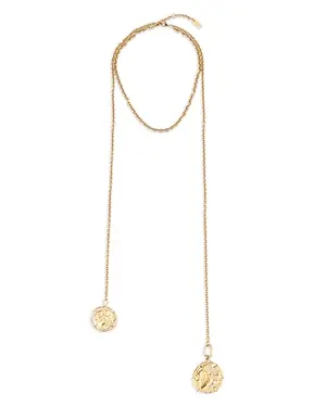 Chloé Medals Dual Drop Pendant Necklace - Vintage Gold