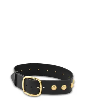 Chloé Anita Studded Leather Belt - Black/gold