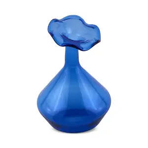 TIZO Glass Angled Neck Vase Blue