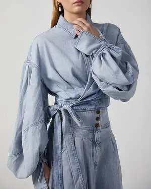 Zimmermann Wrap Blouse - Denim