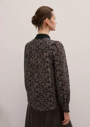 ME+EM Scallop Daisy Print Blouse With Feature Collar