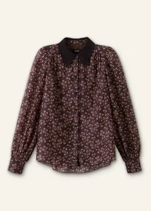 ME+EM Scallop Daisy Print Blouse With Feature Collar