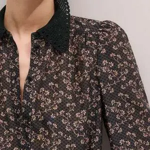 ME+EM Scallop Daisy Print Blouse With Feature Collar