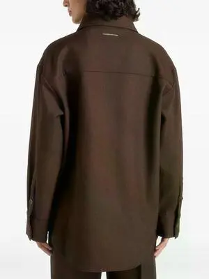 Manière De Voir Tailored Oversized Shirt With Feature Button - Brown