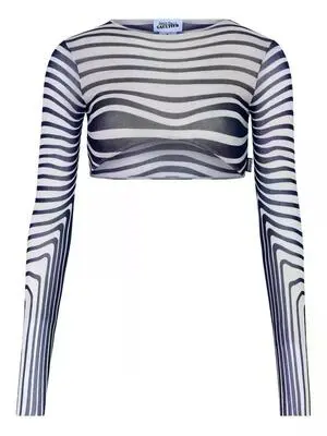 Jean Paul Gaultier Long-sleeves Striped Top - White