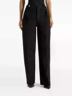 Manière De Voir Maniere De Voir Suede Wide Leg Pleated Trousers