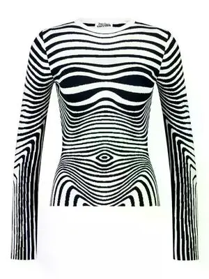 Jean Paul Gaultier Striped Crew-neck Sweater - White