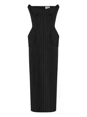 JEAN PAUL GAULTIER Pinstripe Midi Dress - Black