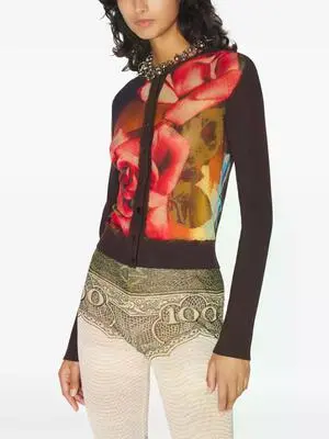 JEAN PAUL GAULTIER Rose-print Buttoned Cardigan