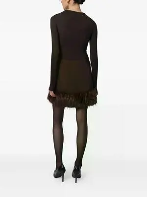 Apparis Mini Skirt With Fur Trim - Brown