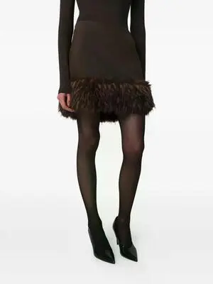 Apparis Mini Skirt With Fur Trim - Brown