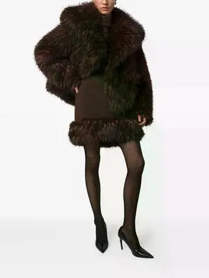 Apparis Mini Skirt With Fur Trim - Brown