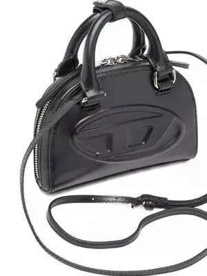 DIESEL® 1dr Dome Embossed Logo Crossbody Bag - Black