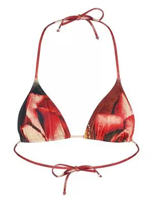 JEAN PAUL GAULTIER Rose-print Bikini Top