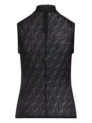Fendi Patterned High-neck Top - Black