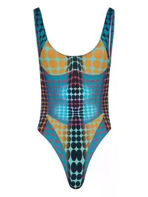 JEAN PAUL GAULTIER Re-edition Printed Swimsuit - Blue
