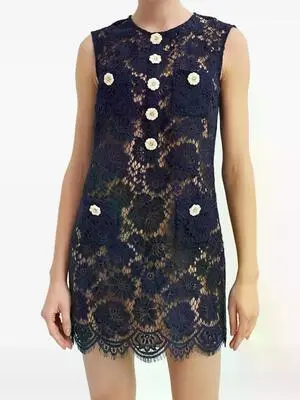 SELF-PORTRAIT Flower-button Lace Mini Dress