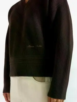 Manière De Voir Remi V-neck Signature Knit Jumper - Brown