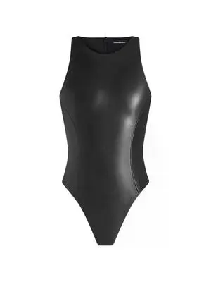 Manière De Voir Maniere De Voir Racer-back Vegan Leather Bodysuit - Black