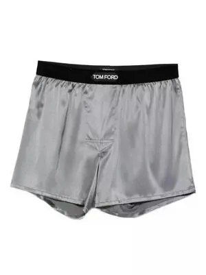 TOM FORD Velvet-waistband Logo-patch Boxer - Grey