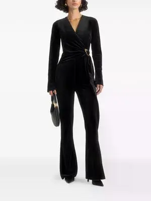 Manière De Voir Velour-effect Jumpsuit - Black