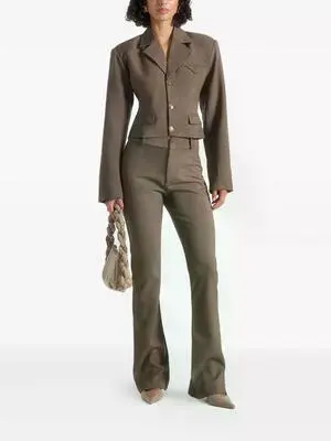 Manière De Voir Tailored Cropped Blazer With Marble Buttons - Brown