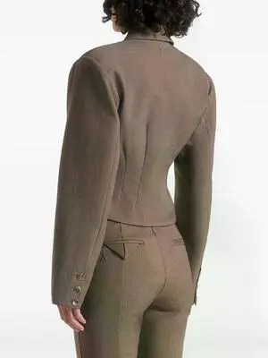 Manière De Voir Tailored Cropped Blazer With Marble Buttons - Brown