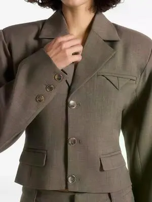 Manière De Voir Tailored Cropped Blazer With Marble Buttons - Brown