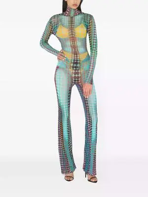 JEAN PAUL GAULTIER Dots-print High-neck Top - Blue
