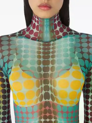 JEAN PAUL GAULTIER Dots-print High-neck Top - Blue
