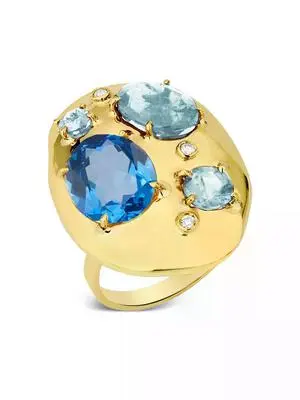 CAROL KAUFFMANN 18k Yellow Blue Topaz, And Diamond Ring - Gold