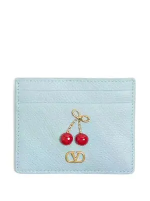Valentino Garavani Cherryfic Grained-leather Card Holder - Blue