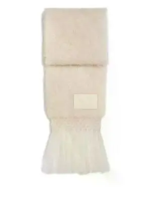 JIL SANDER Logo-patch Fringed Scarf - Neutrals