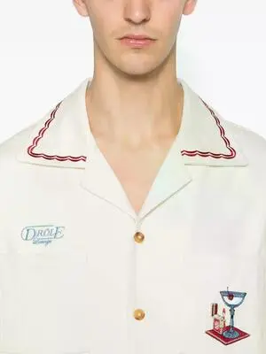 Drole De Monsieur Embroidered Pocket Shirt - Neutrals