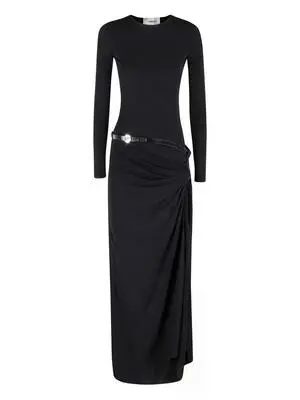 Coperni Long-sleeve Draped Maxi Dress - Black