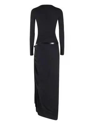 Coperni Long-sleeve Draped Maxi Dress - Black