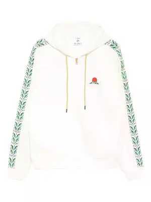 Casablanca Laurel Tape Zip Up Hoodie Jacket - White