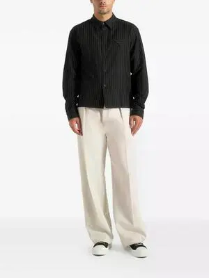 Manière De Voir Arlo Pinstripe Cropped Long Sleeve Shirt