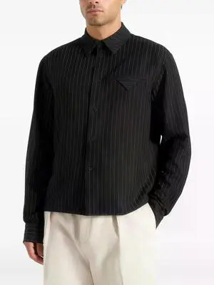 Manière De Voir Arlo Pinstripe Cropped Long Sleeve Shirt