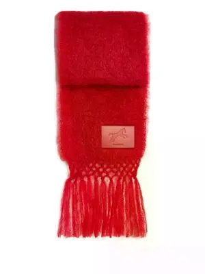 JIL SANDER Logo-patch Fringed Scarf - Red
