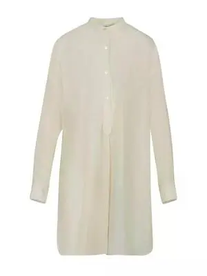 THE ROW Buttoned Collarless Tunic - Neutrals
