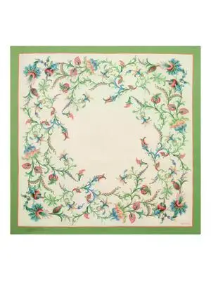 Etro Circular Floral Motif Silk Scarf - Neutrals