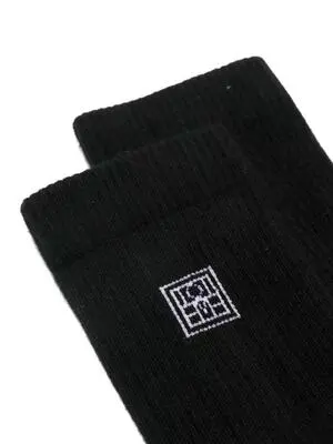 TOTEME Monogram-embroidered Socks - Black