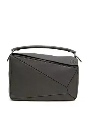 Loewe Large Puzzle Leather Shoulder Bag - Grey