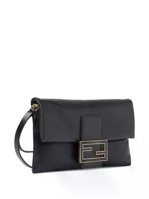 Fendi Mamma Baguette Leather Clutch - Black