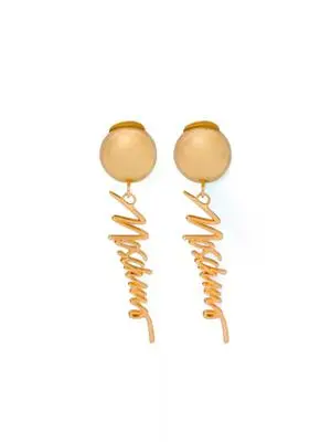 Moschino Logo-lettering Drop Earrings - Gold