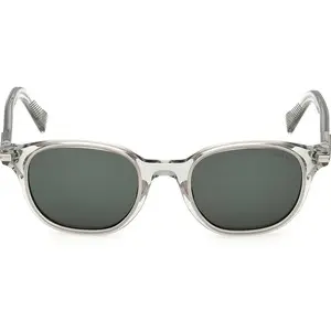 Zegna 50mm Round Frame Sunglasses - Transp Light Green/green