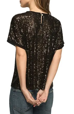 Lucky Brand Sequin T-shirt - Brown