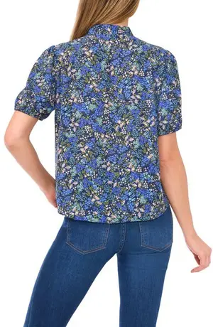 CECE DUPRAZ Floral Shirred Georgette Top