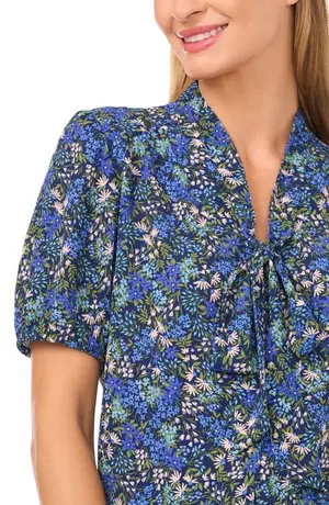CECE DUPRAZ Floral Shirred Georgette Top